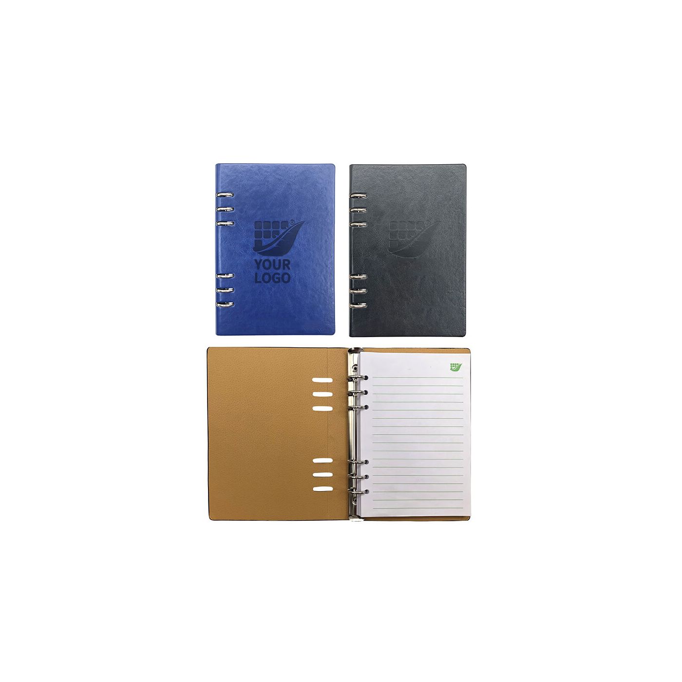 Wholesale Promotional A4 Leather Loose Leaf Notebook 6-ring Refillable ...
